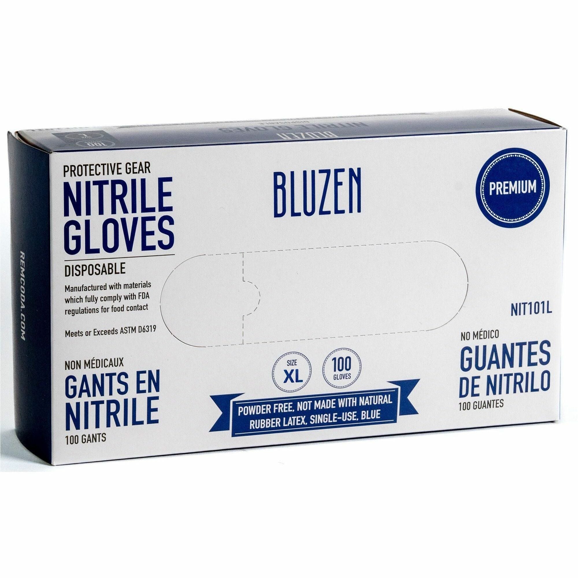BLUZEN Extra-Strength Nitrile Gloves, 4 mil Thickness, X-Large Size, B ...