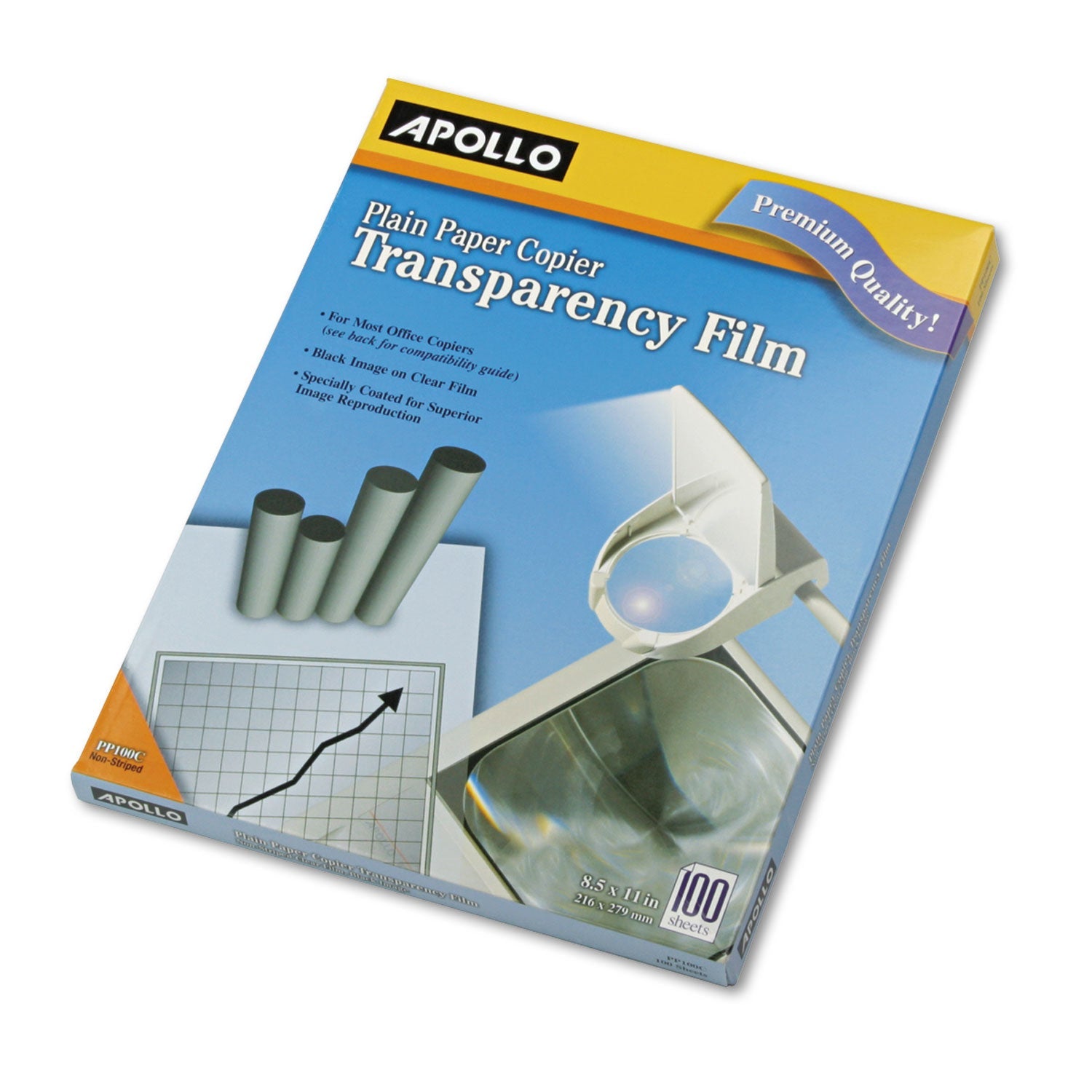 Apollo® Plain Paper Transparency Film, 8.5 x 11, Black on Clear, 100/B ...