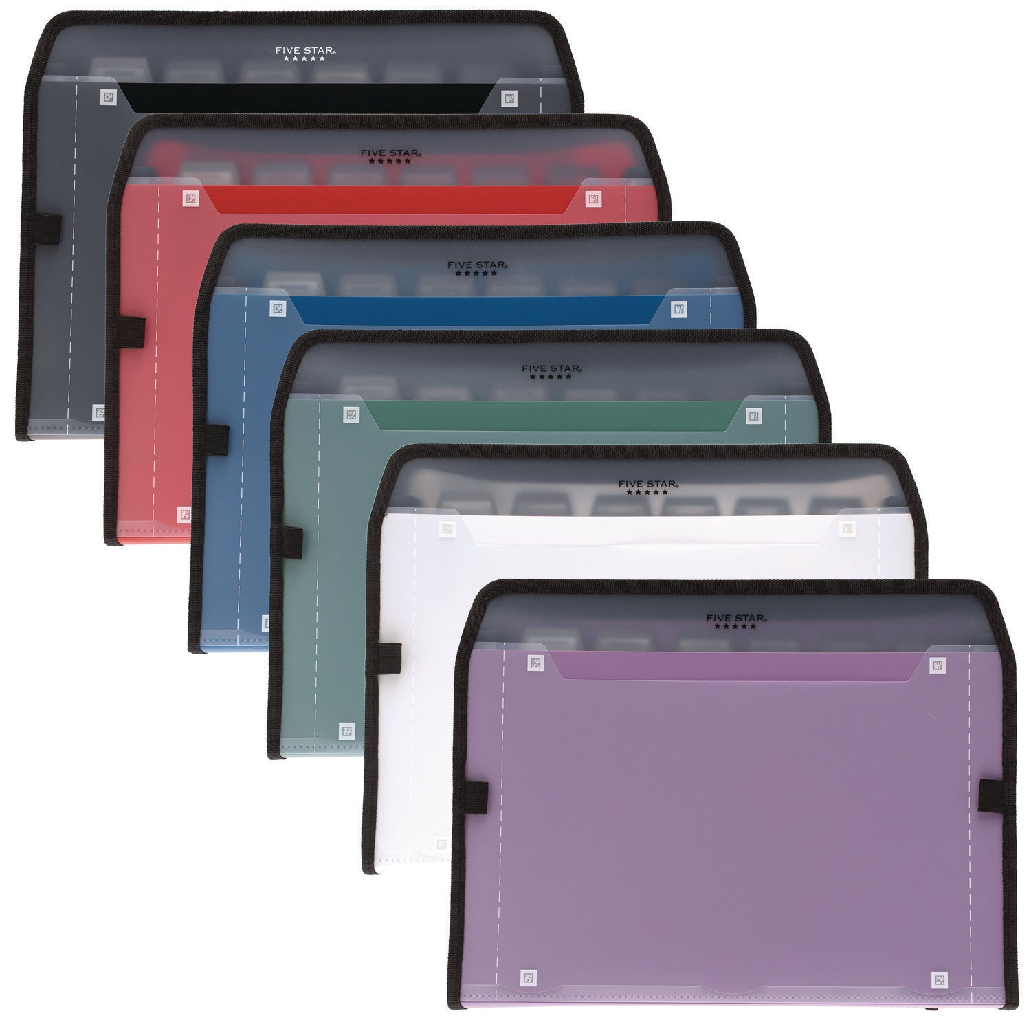 Five Star® Expanding File, 7.5" Expansion, 7 Sections, Zipper Closure ...