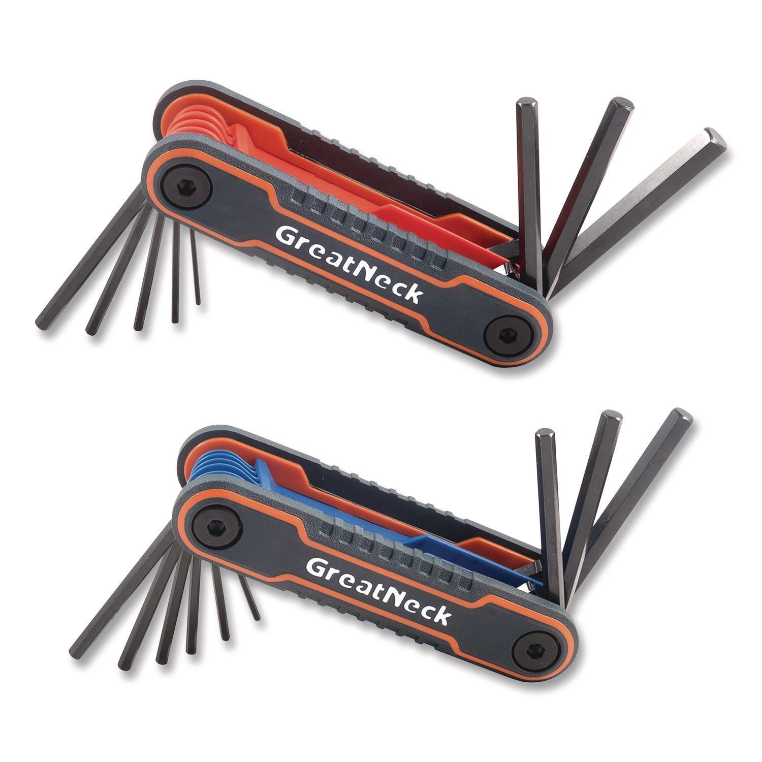 Great Neck® Hex Key Fold-Up Tool Set, Two-Piece, Metric/SAE, Black-Oxi ...