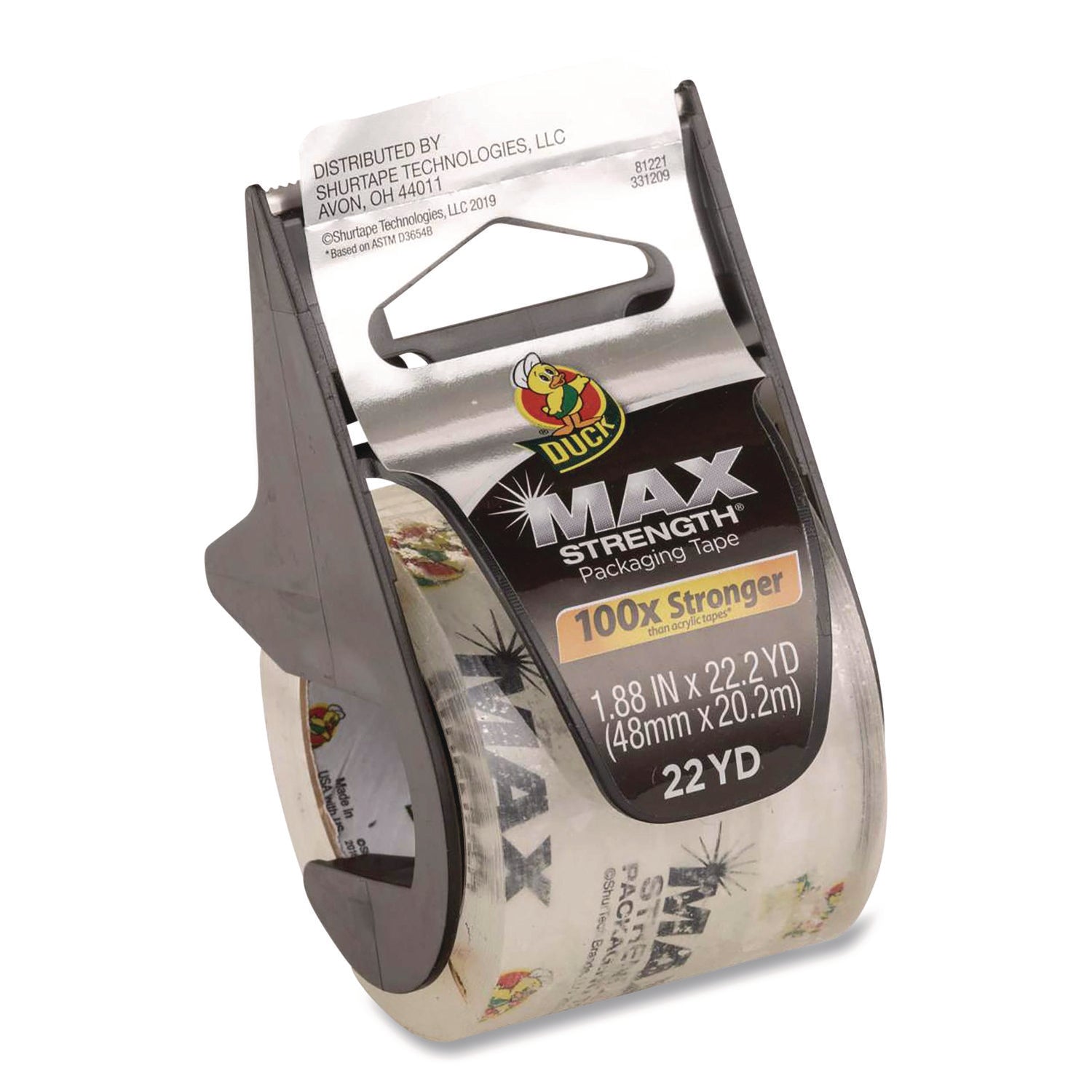 ShurTech Brands LLC MAX Packaging Tape with Dispenser, 1.5" Core, 1.88 ...