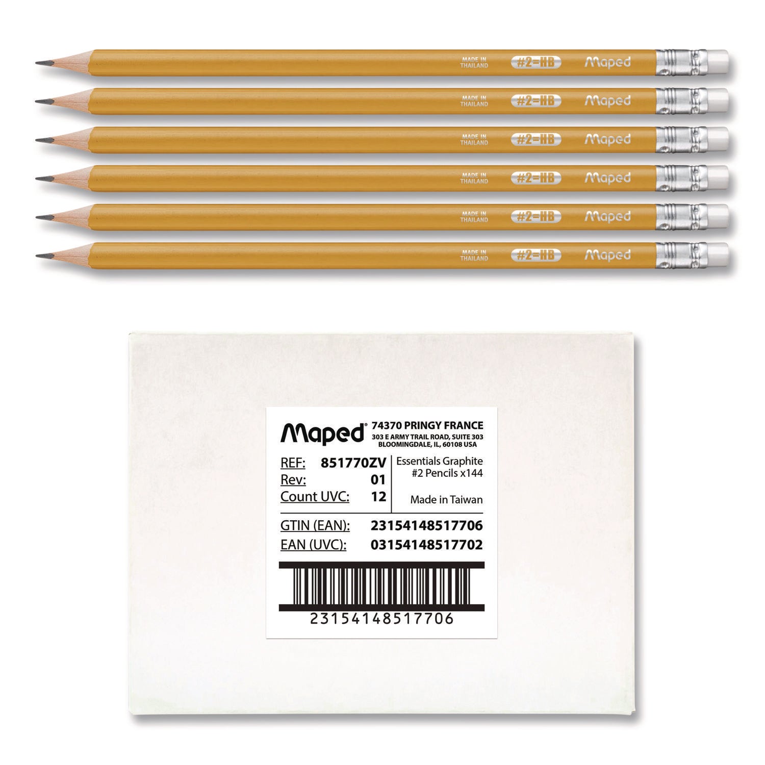 Maped Helix Essentials Triangular Pre-Sharpened Pencils, HB (#2), Blac ...