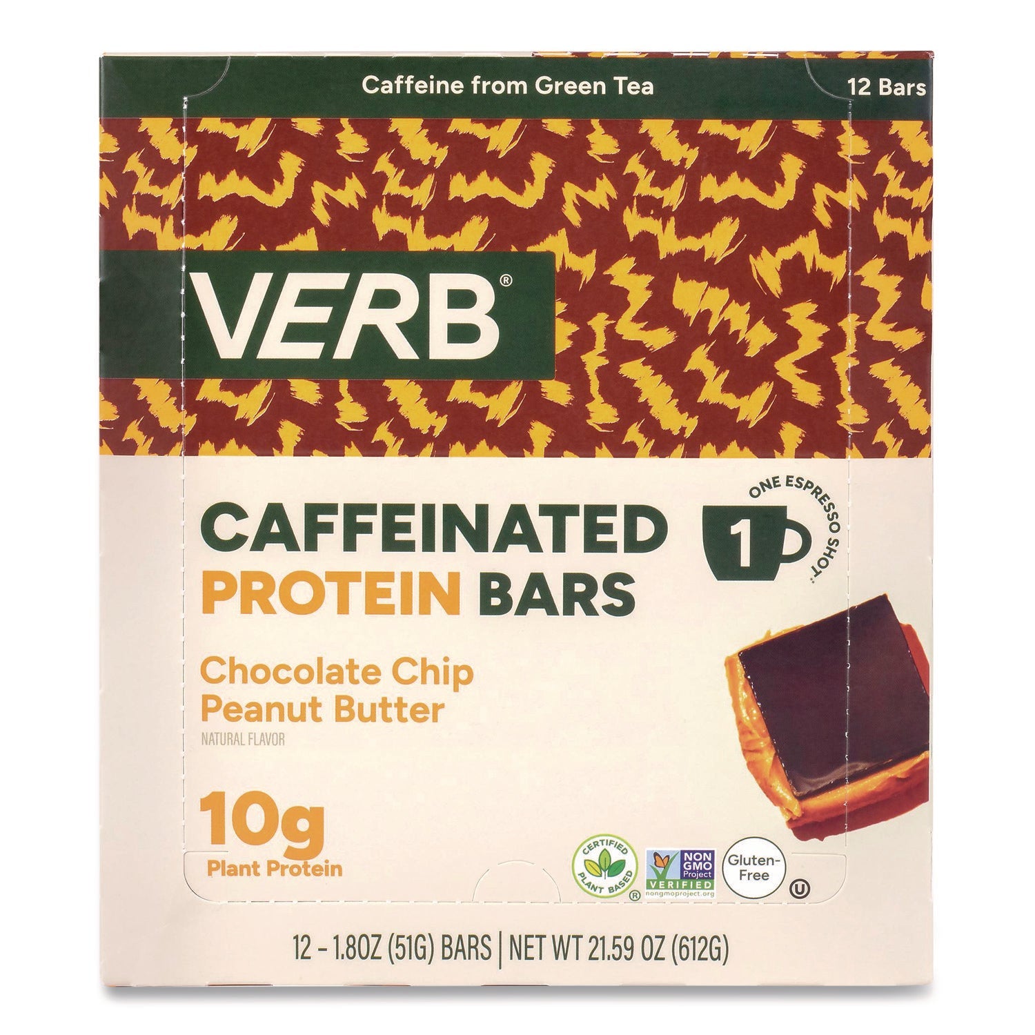 VERB Energy® Caffeinated Protein Bar, Chocolate Chip Peanut Butter, 1 ...