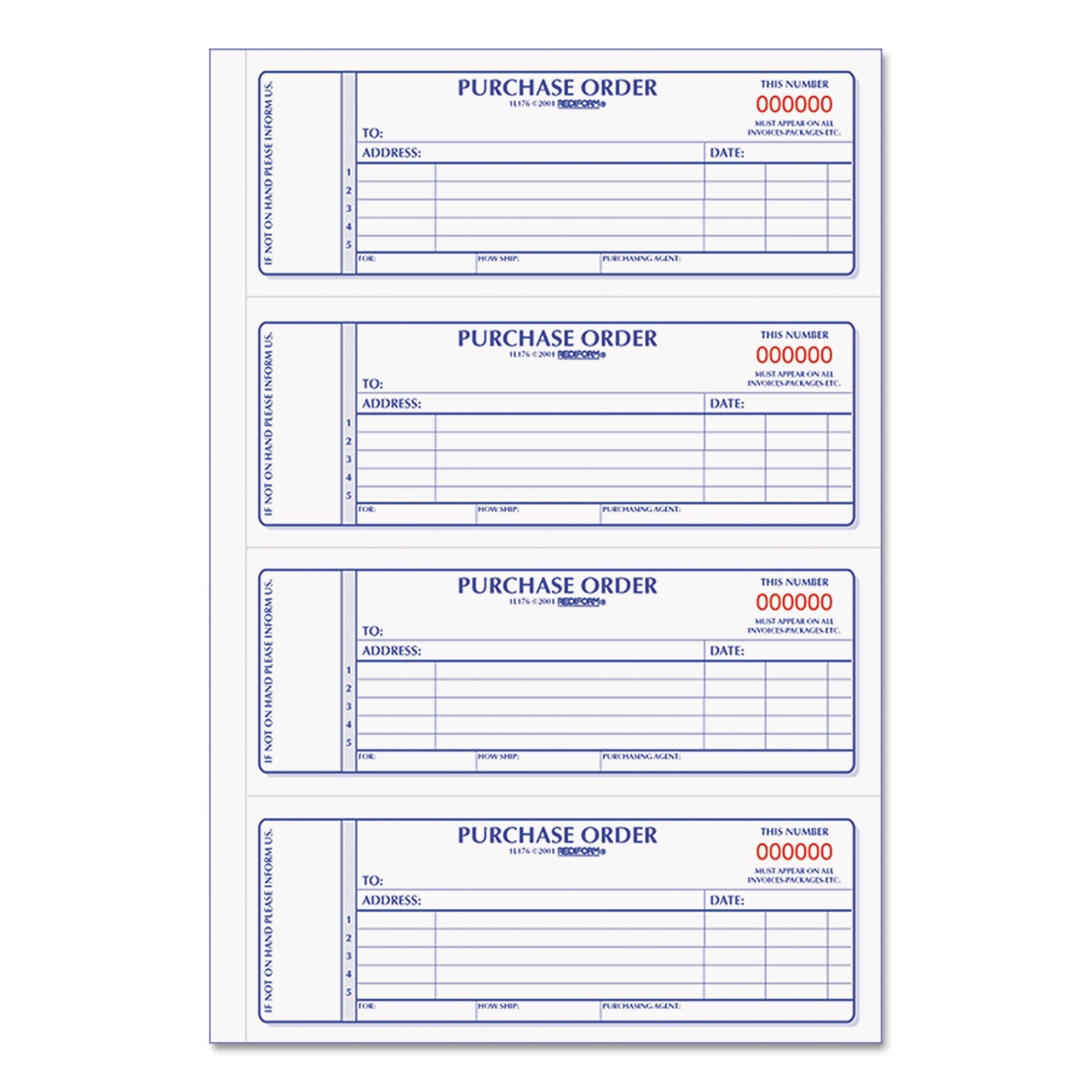 Rediform® Purchase Order Book, 5 Lines, Two-Part Carbonless, 7 x 2.75 ...