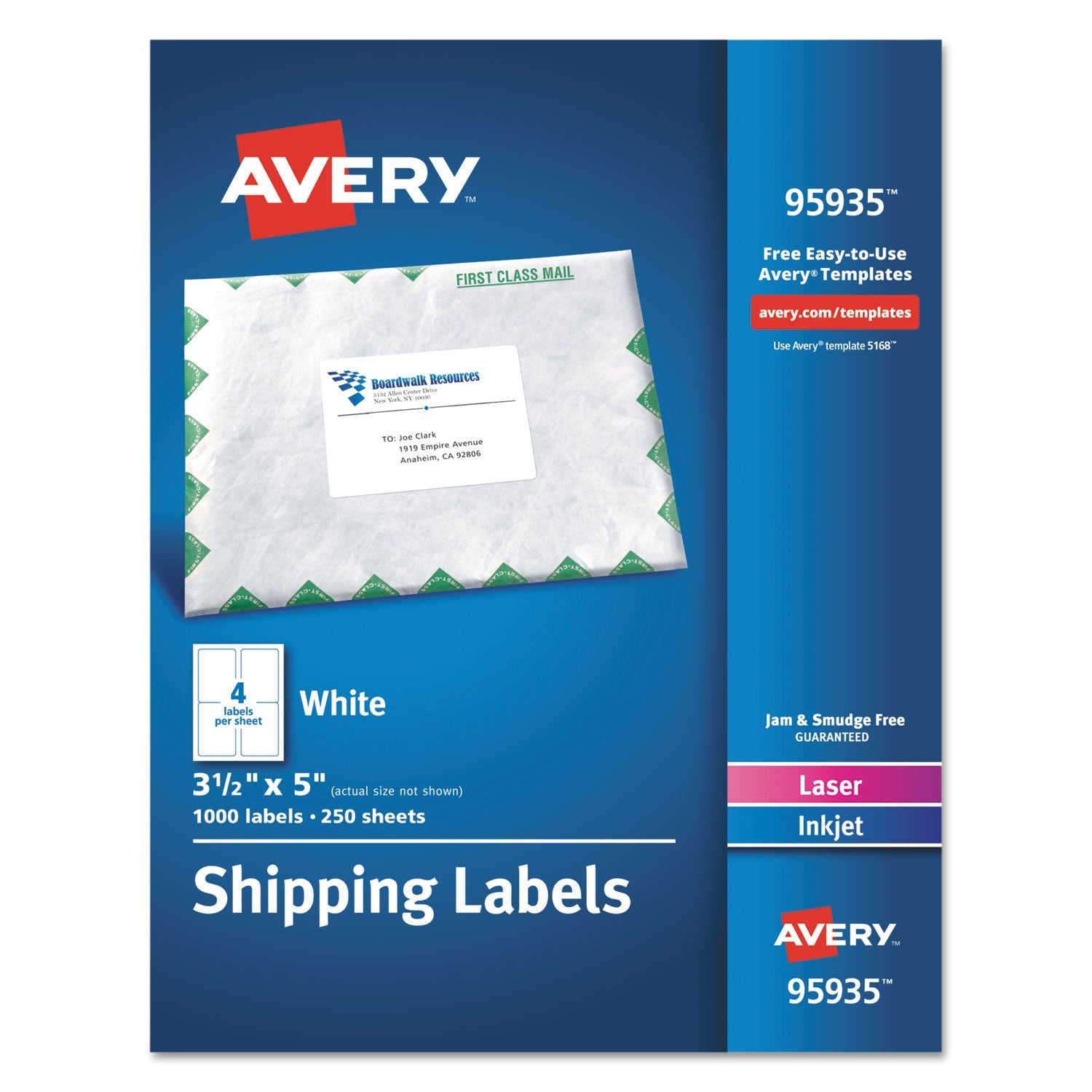 Avery® White Shipping Labels-Bulk Packs, Inkjet/Laser Printers, 3.5 x ...