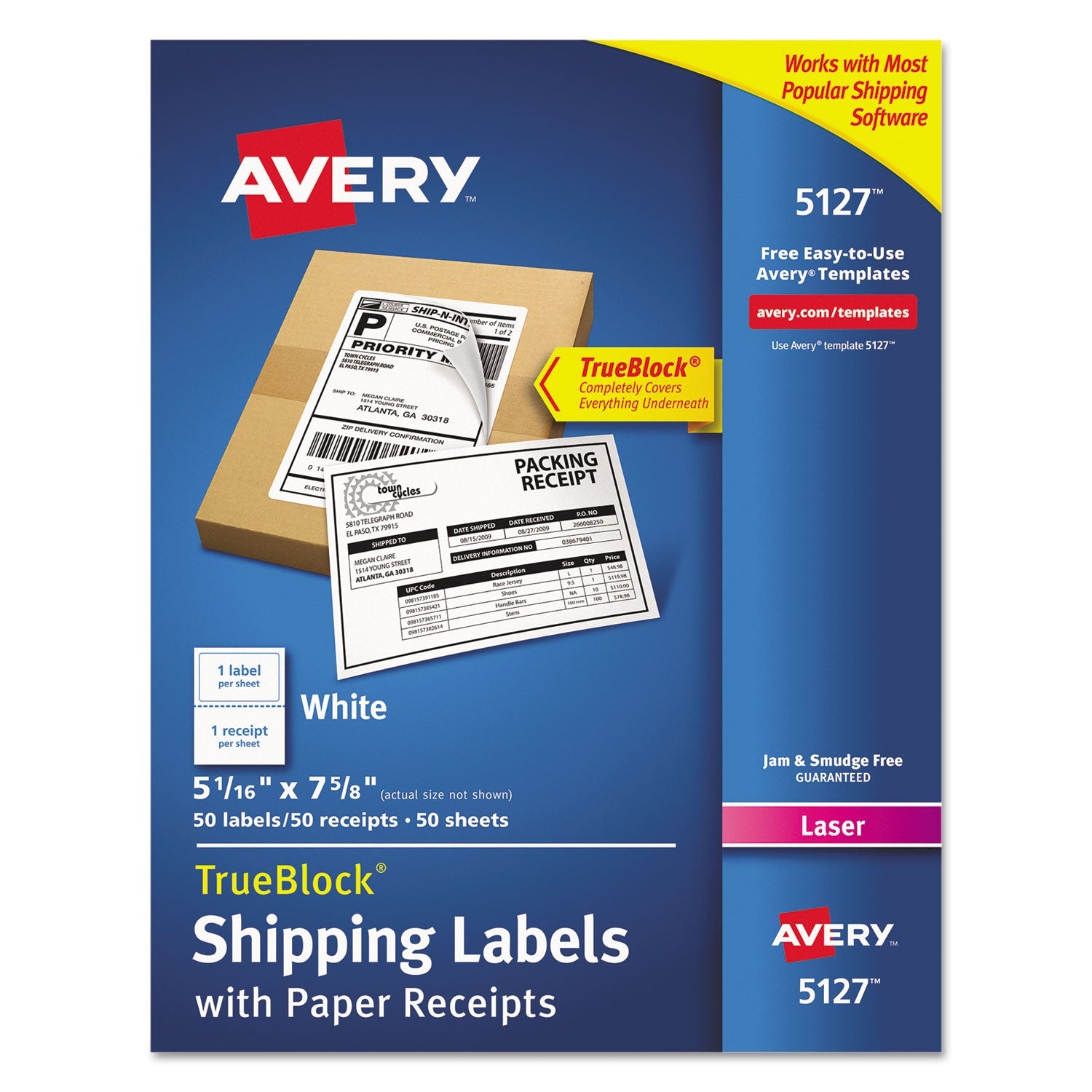 Avery® Shipping Labels with Paper Receipt and TrueBlock Technology, In ...