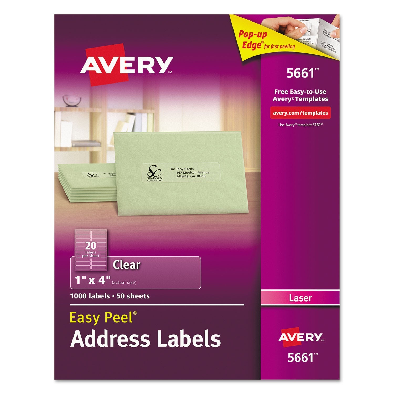 Avery® Matte Clear Easy Peel Mailing Labels w/ Sure Feed Technology, L ...