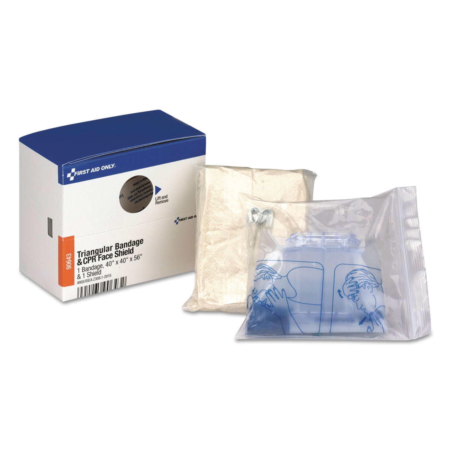 First Aid Only™ Triangular Sling/Bandage and CPR Mask, 2 Pieces (FAO90 ...