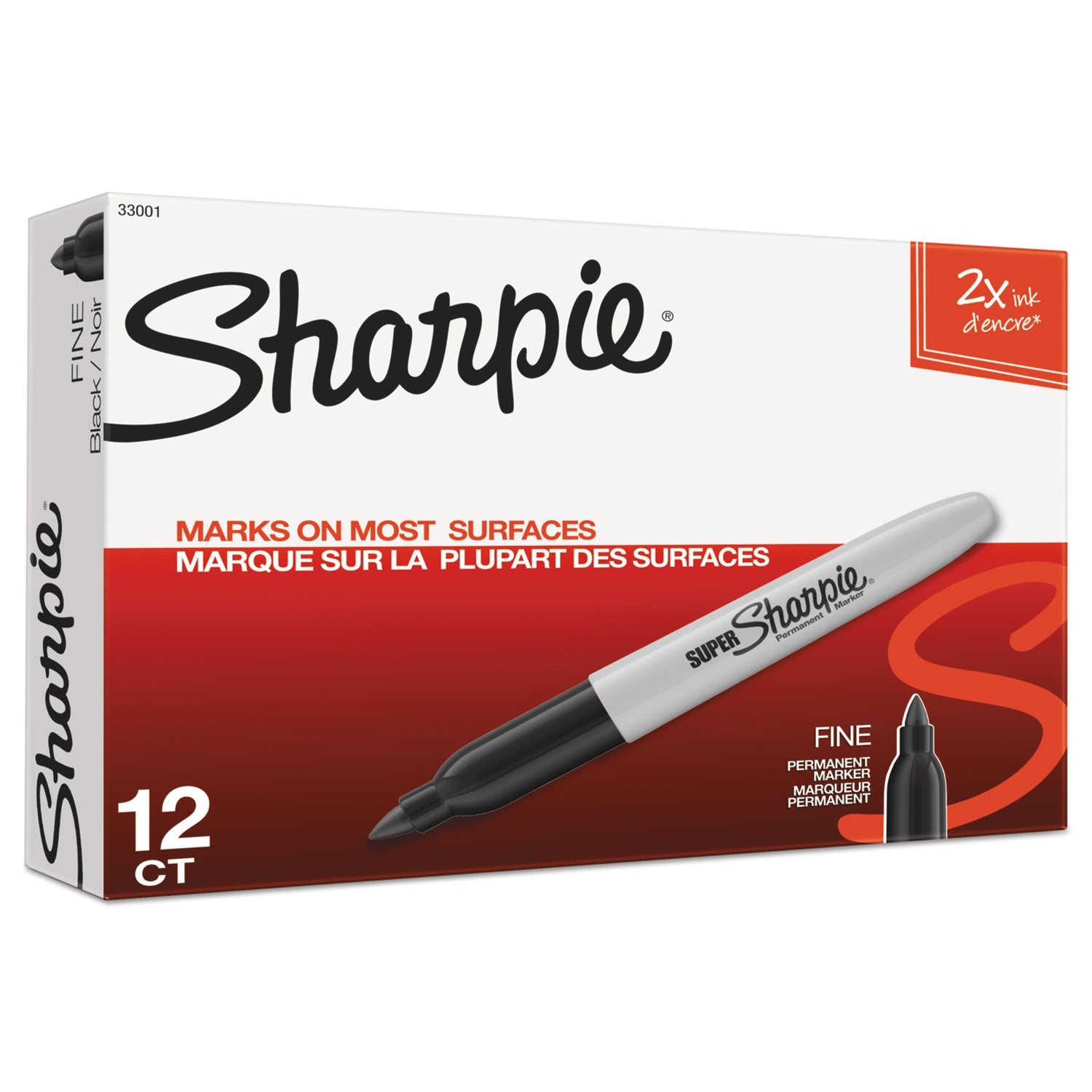 Sharpie® Super Permanent Marker, Fine Bullet Tip, Black, Dozen (SAN330 ...