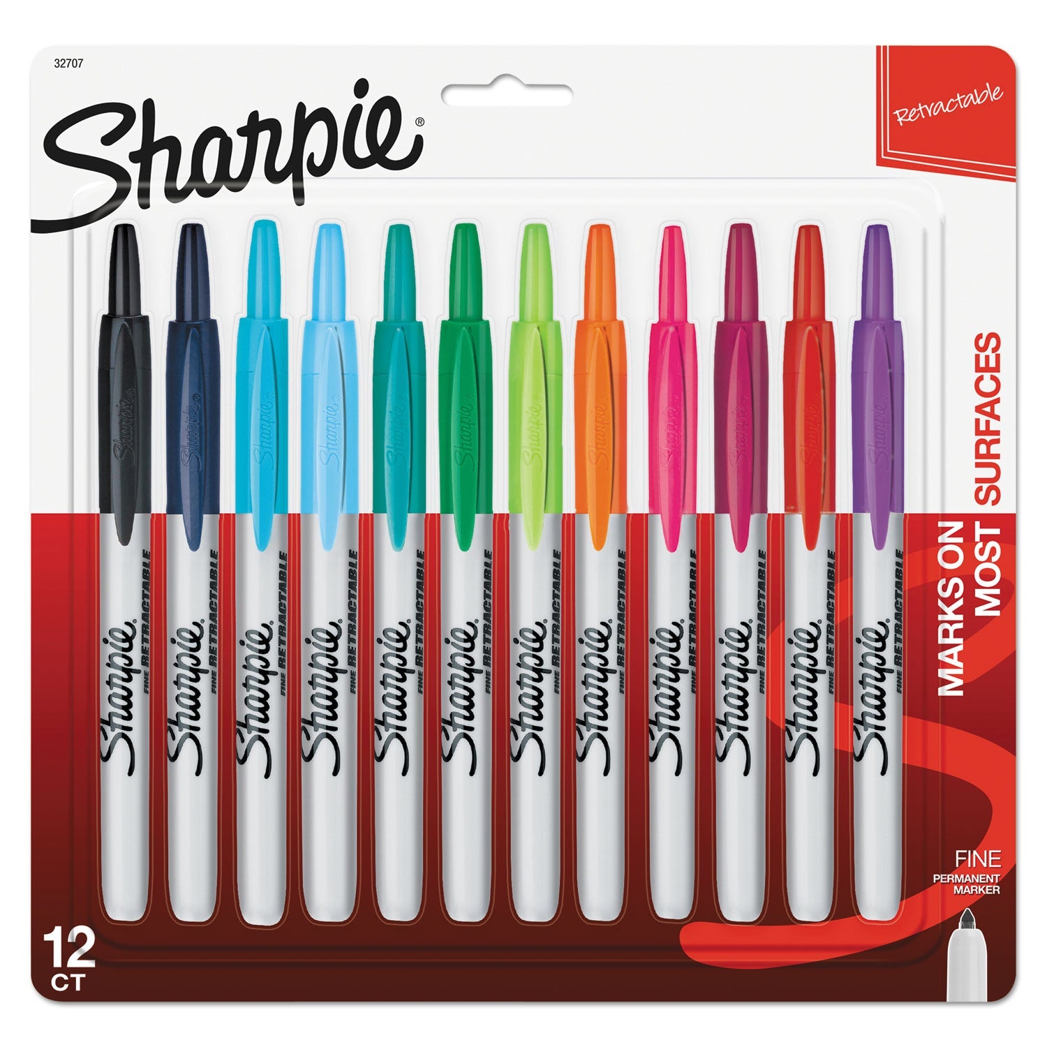 Sharpie® Retractable Permanent Marker, Fine Bullet Tip, Assorted Color ...