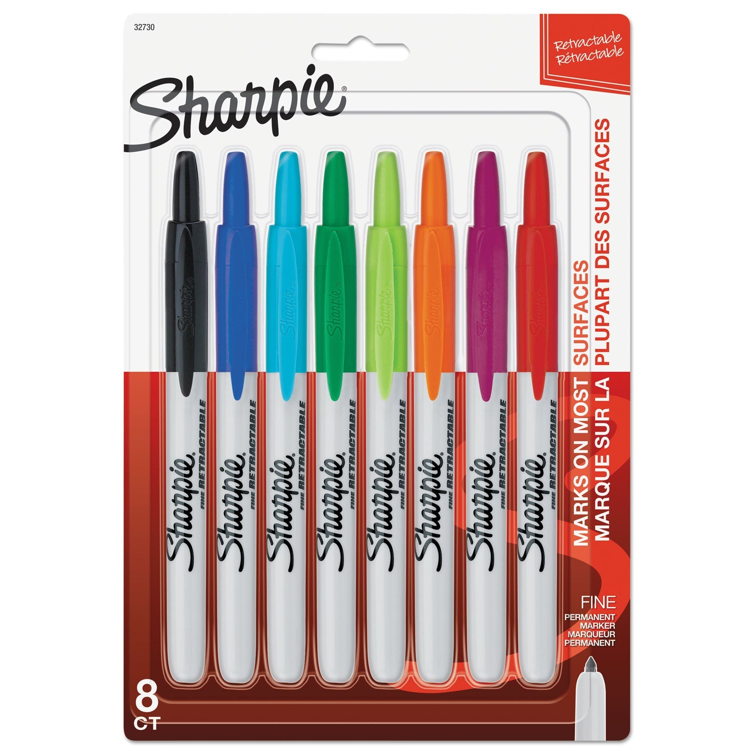 Sharpie® Retractable Permanent Marker, Fine Bullet Tip, Assorted Color ...