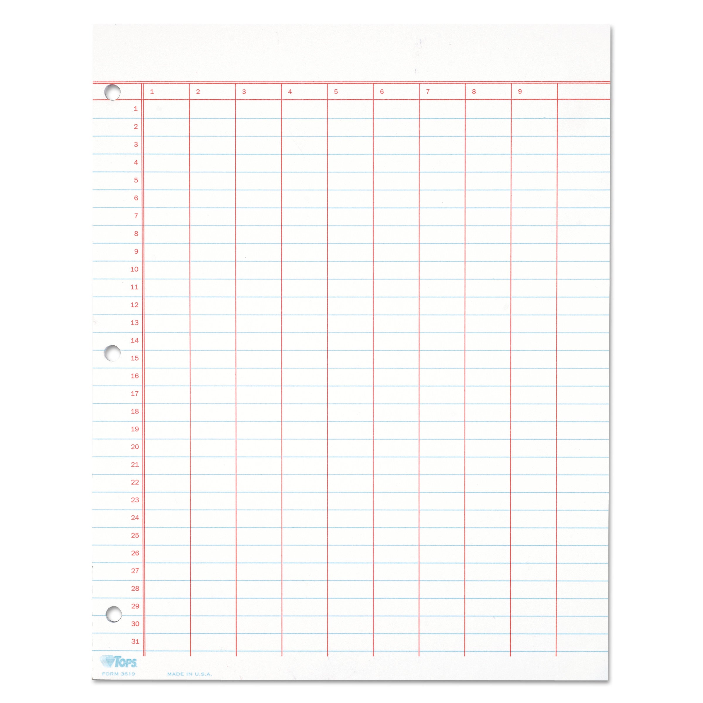 TOPS™ Data Pad with Numbered Column Headings, Data/Lab-Record Format ...