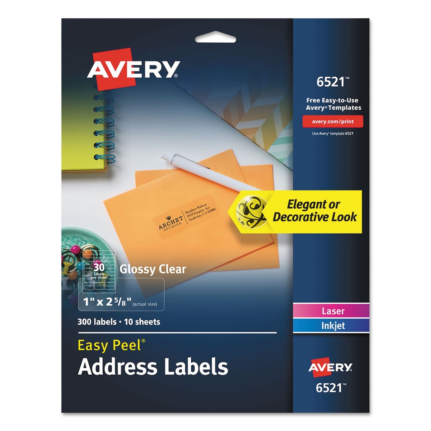 Avery® Glossy Clear Easy Peel Mailing Labels w/ Sure Feed Technology ...