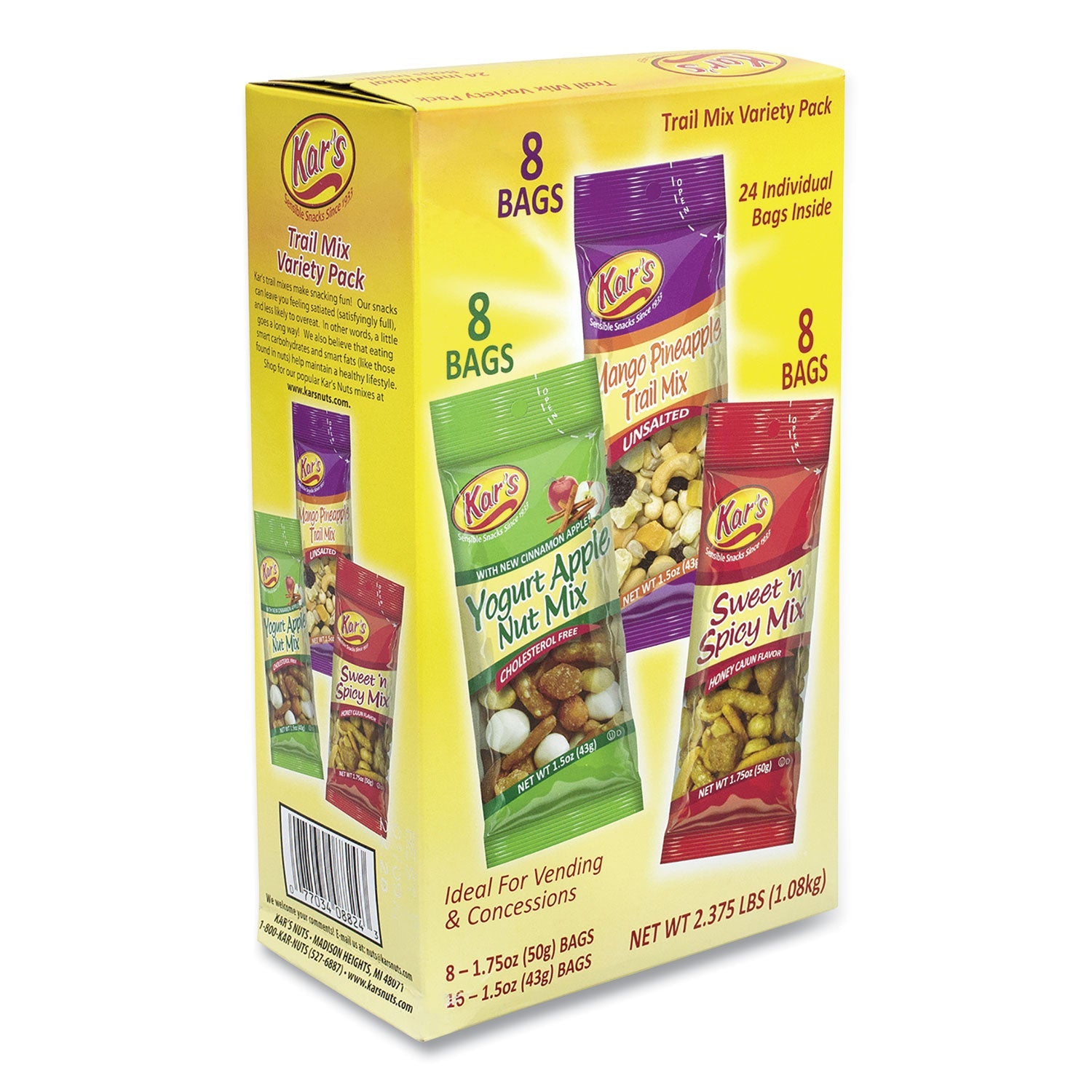 Kar's Trail Mix Variety Pack, Assorted Flavors, 24 Packets/Carton, Shi ...