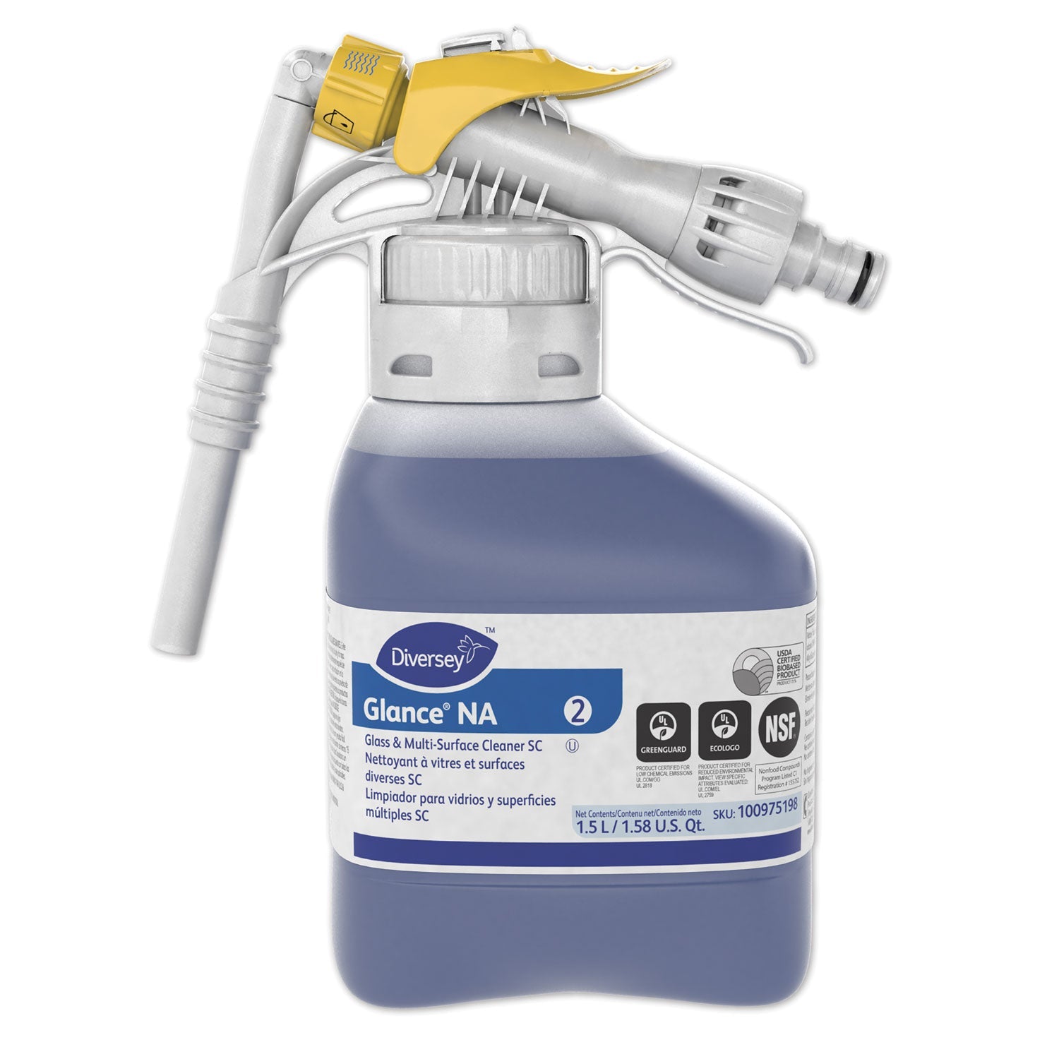 Diversey™ Glance NA Glass and Multi-Surface Cleaner, 1.5 L, 2/Carton ...