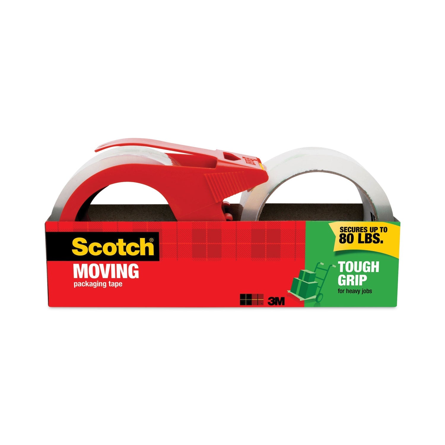 Scotch® Tough Grip Moving Packaging Tape with Dispenser, 3" Core, 1.88 ...