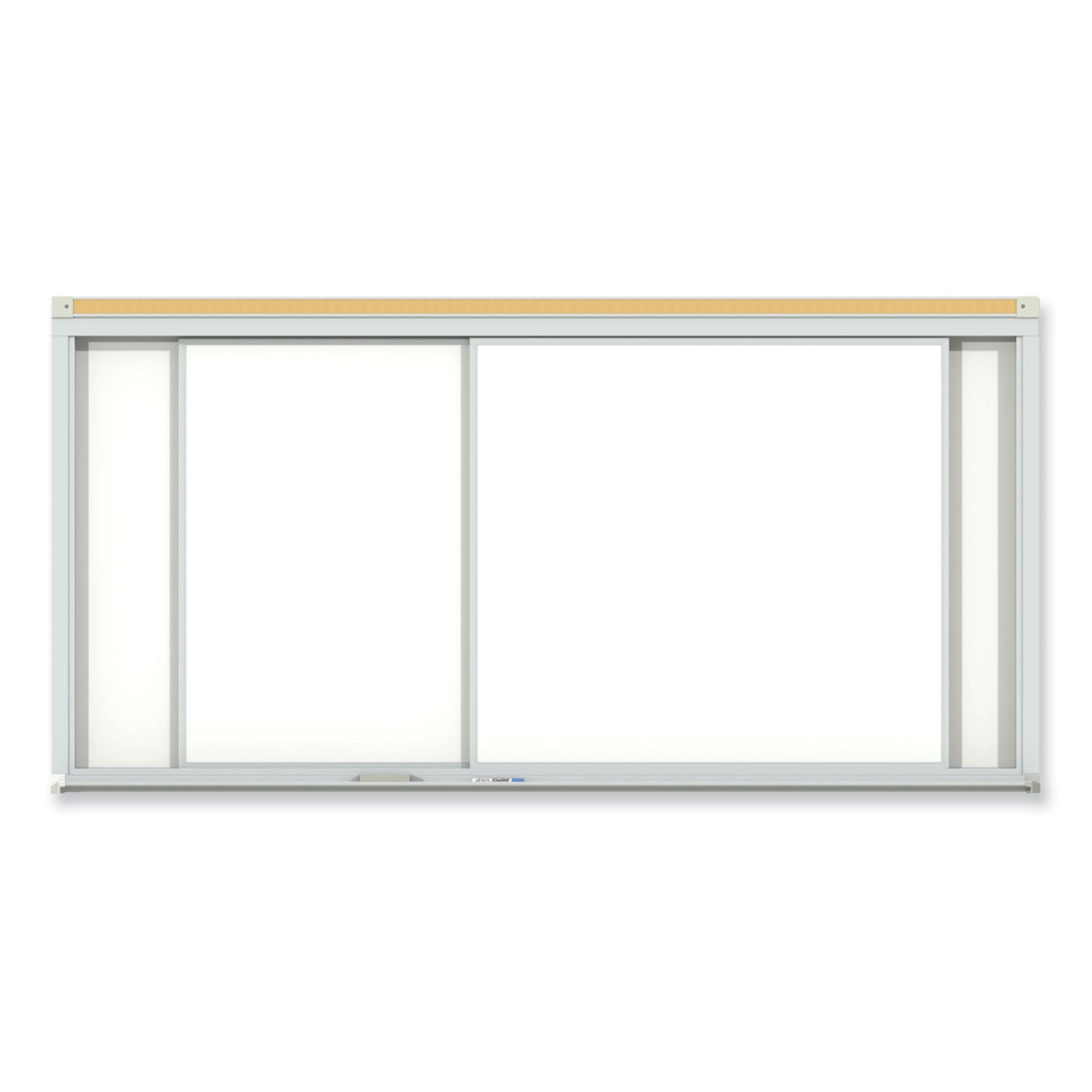 Ghent Horizontal Sliding Porcelain Magnetic Whiteboard, 144 x 48, Whit ...
