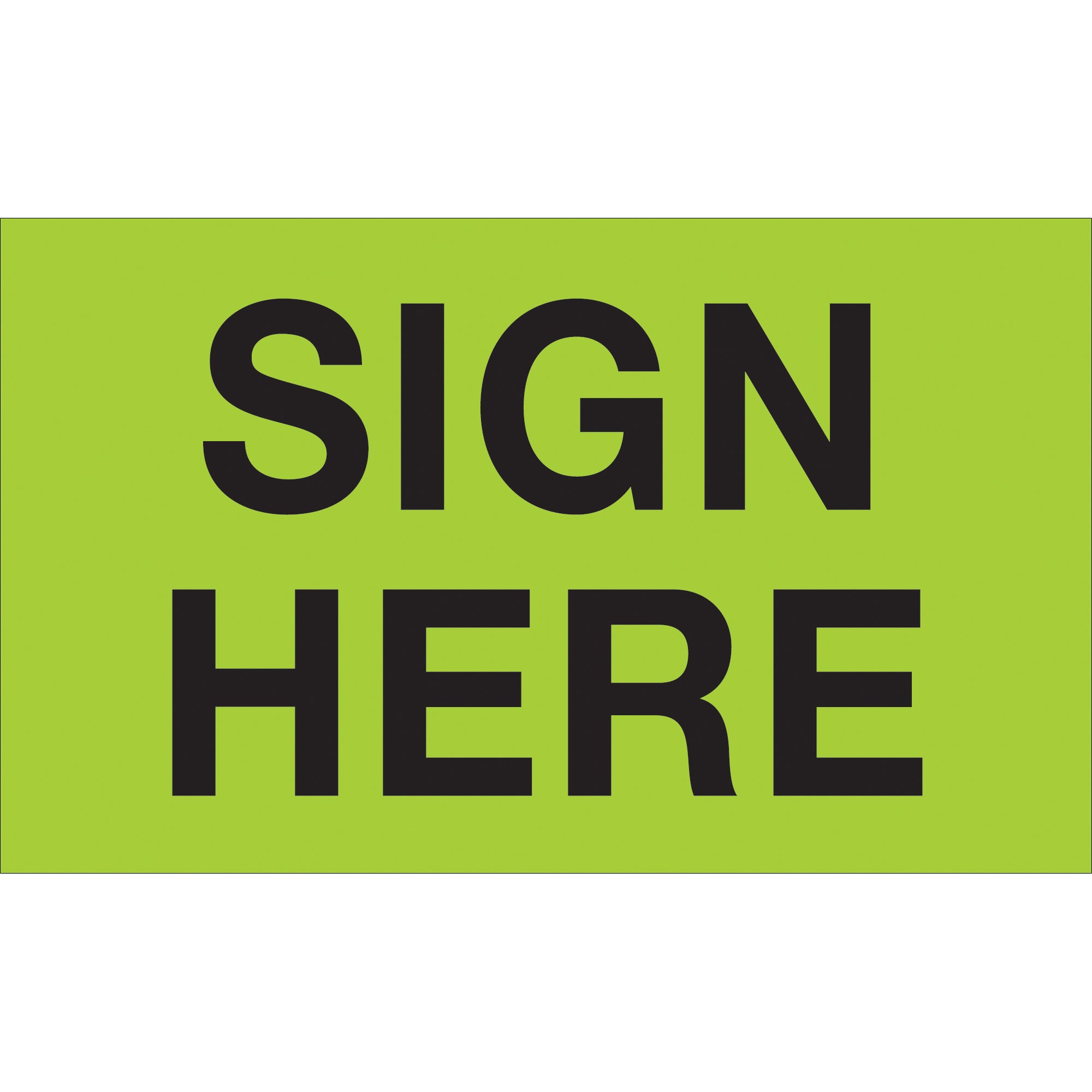 3 x 5" - "Sign Here" (Fluorescent Green) Labels (DL2811) – GoodEarth Health