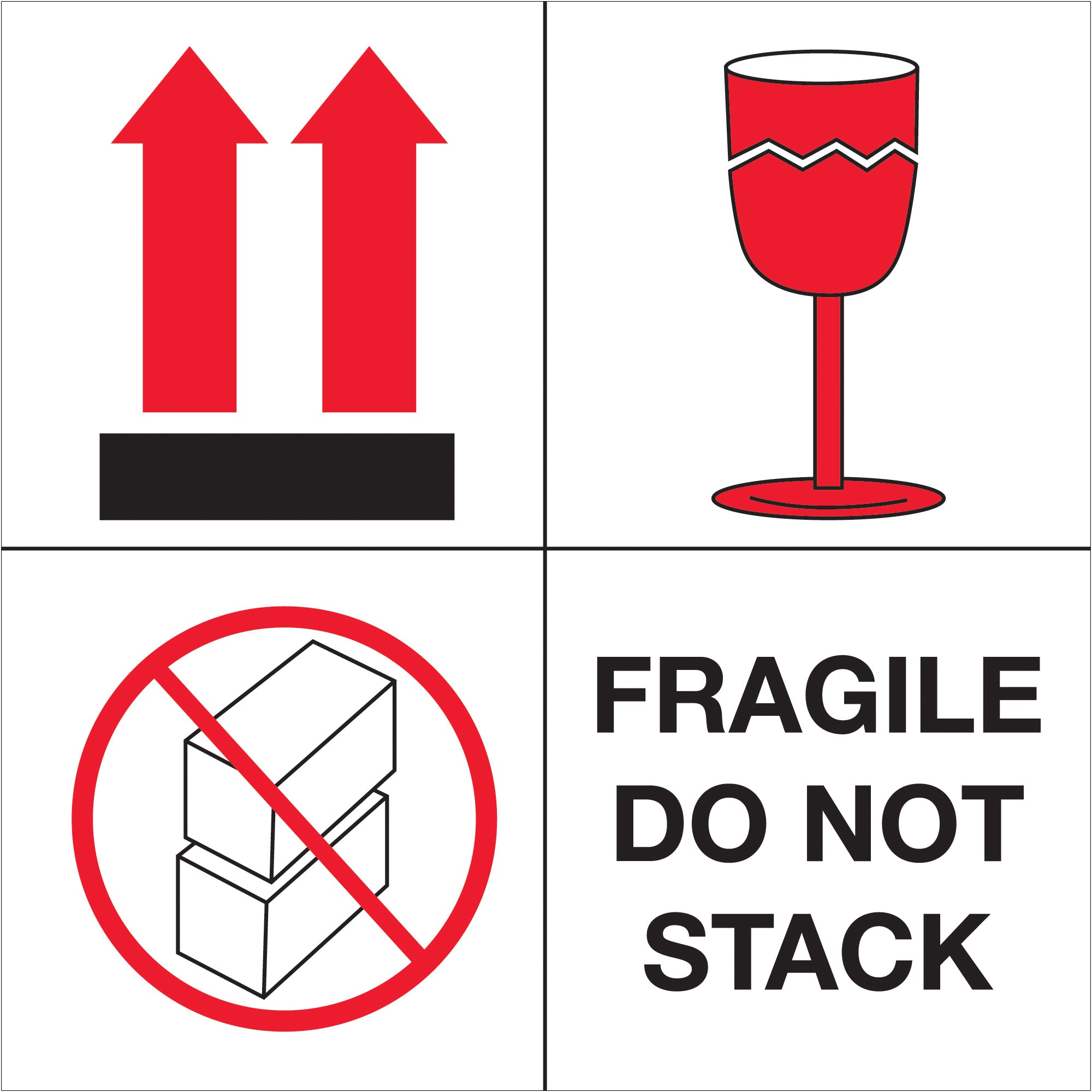 4 x 4" - "Fragile - Do Not Stack" Labels (DL4501) – GoodEarth Health