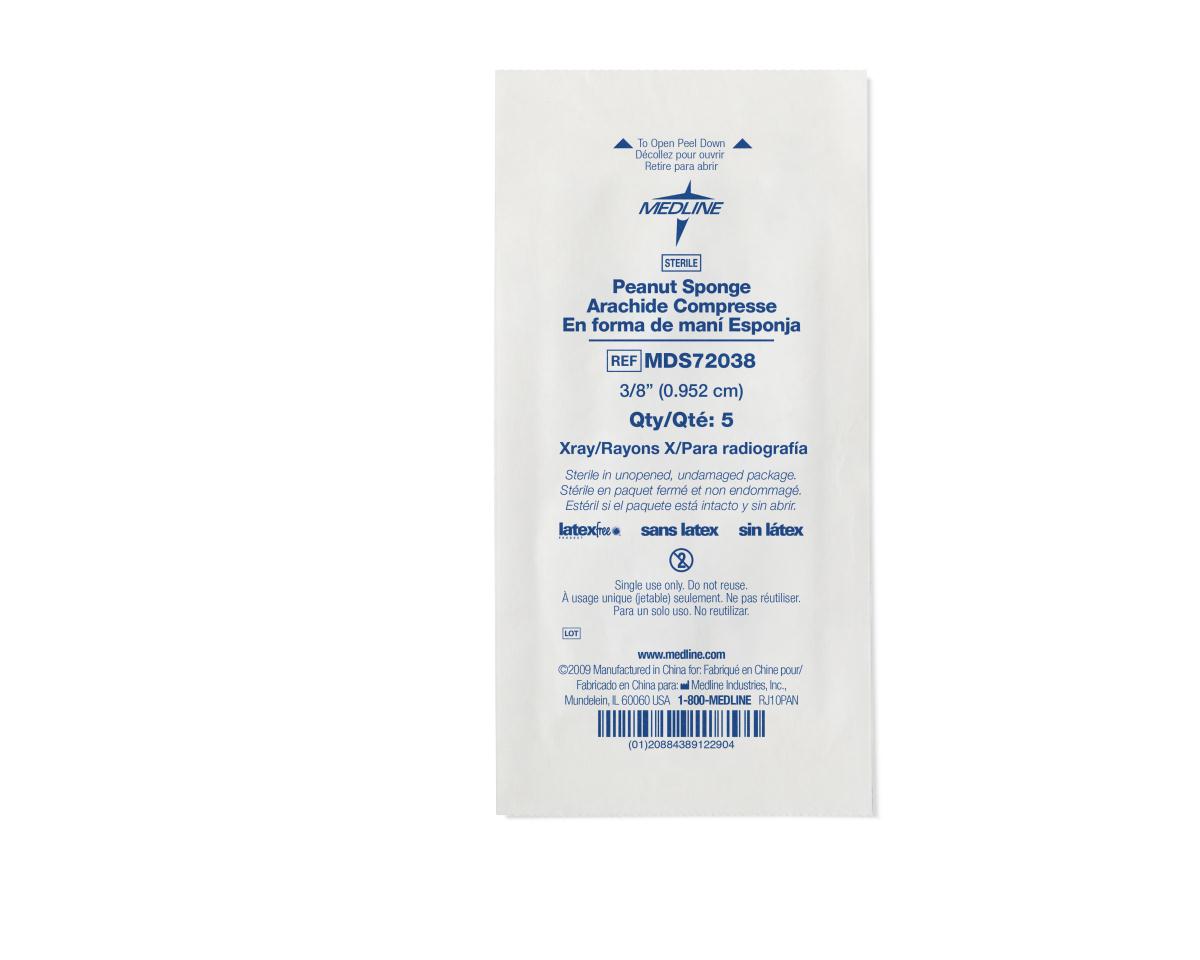 X-Ray Detectable Sterile Peanut Sponge, Small, 3/8", 5/PK (MDS72038Z ...