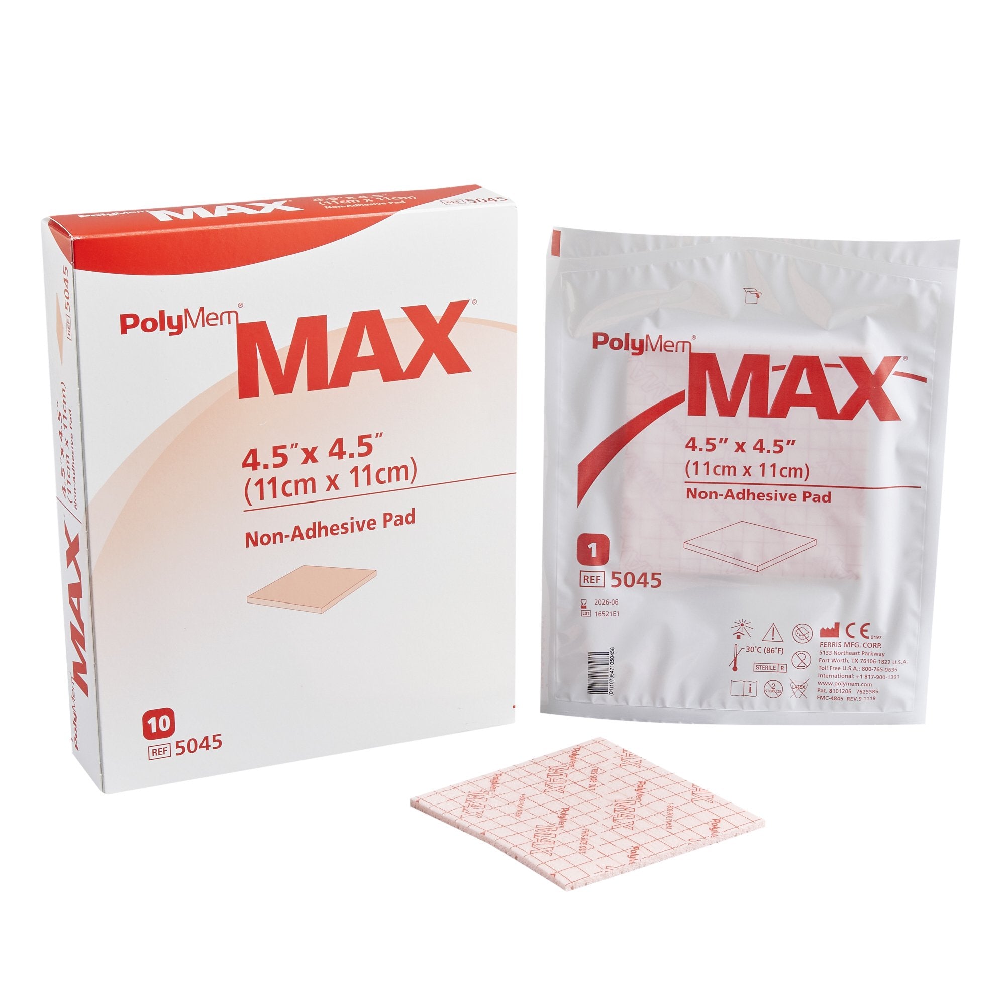 PolyMem® Max® Foam Dressing 4-1/2 X 4-1/2 Inch Without Border Film Bac ...