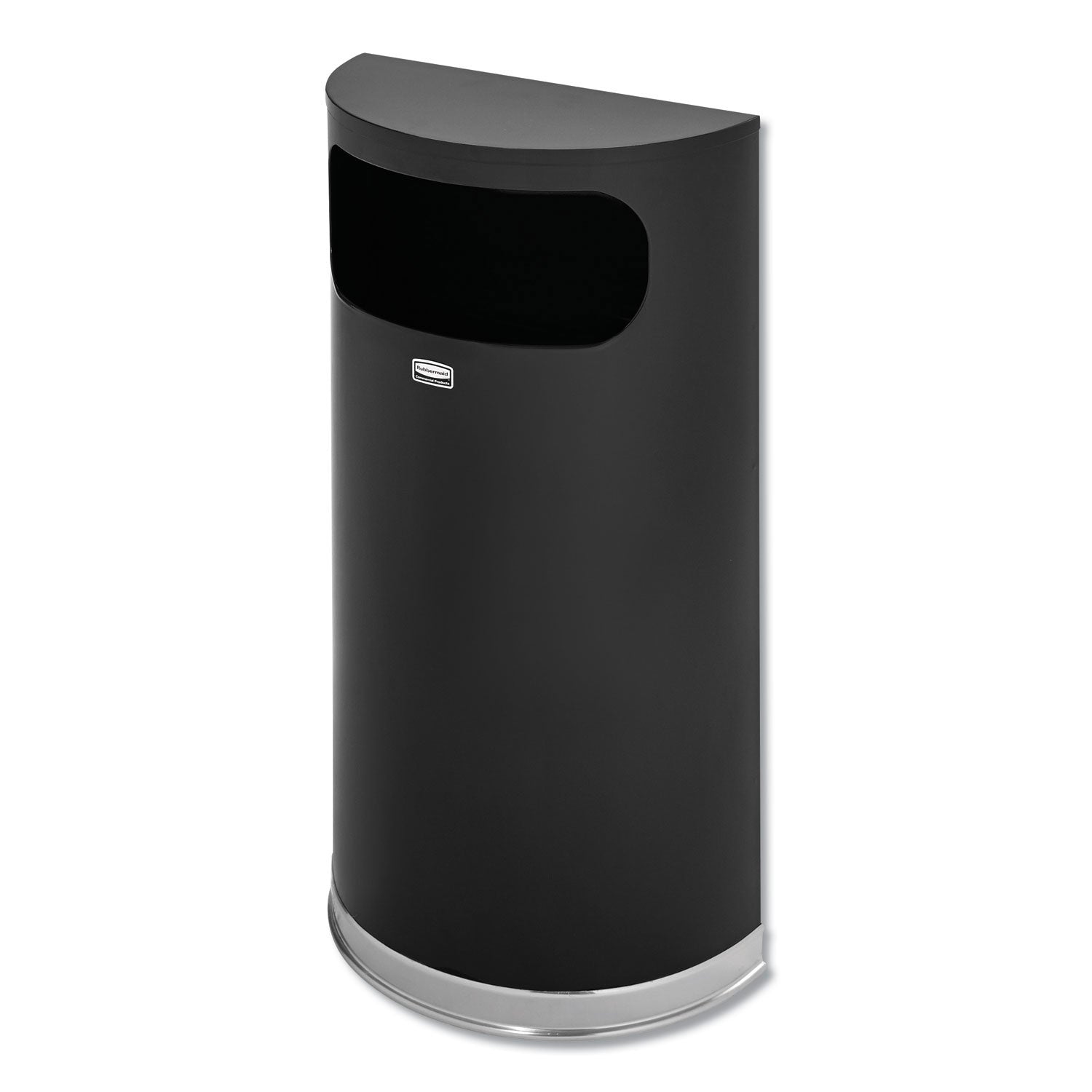 Rubbermaid Commercial Black/Chrome Half Round Receptacle (RCPSO820PLBK ...