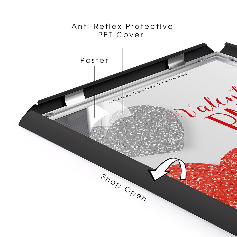 MT Displays Snap Frame 36'' X 48'' Poster Size 1.25" Black Color Profi ...