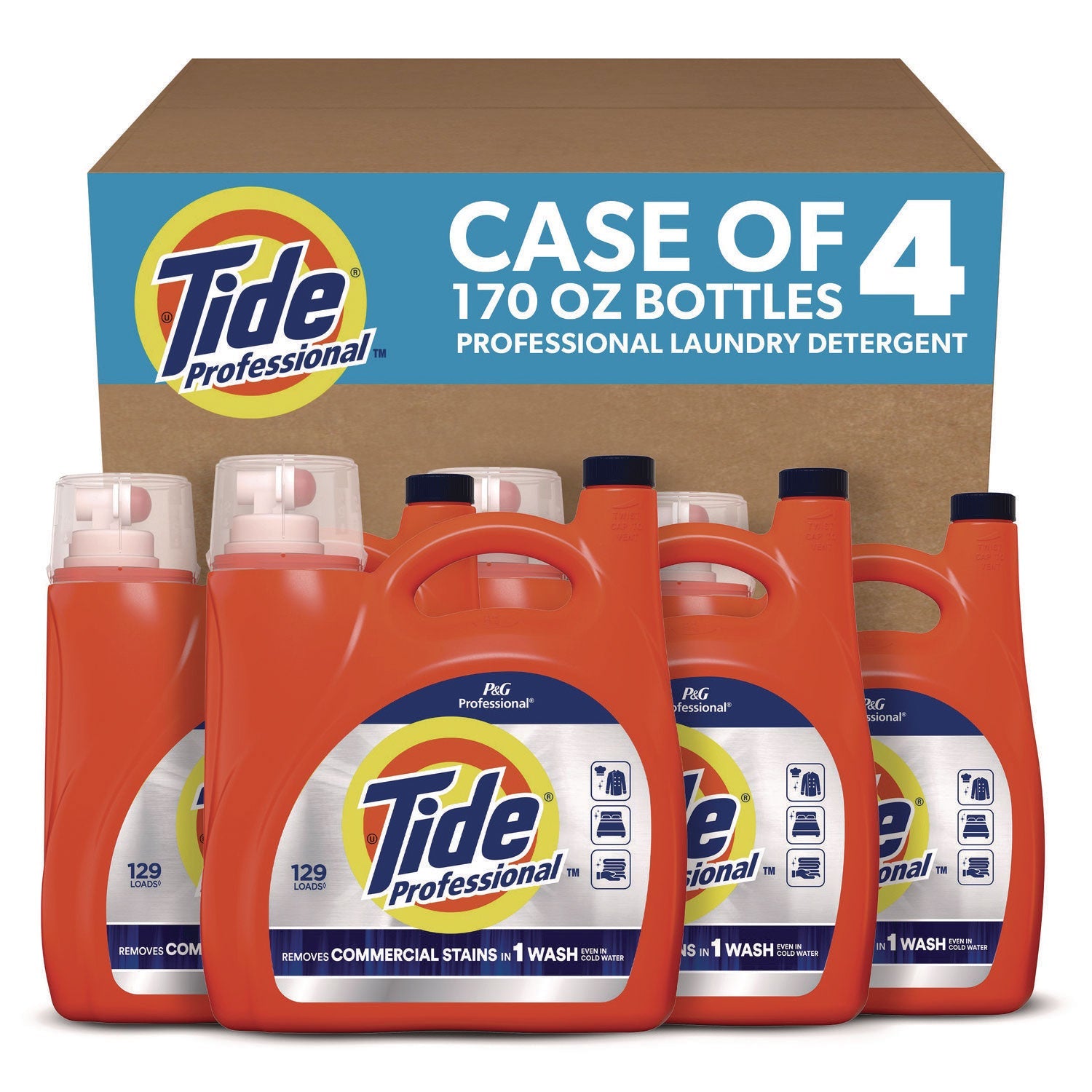 Tide Commercial Liquid Laundry Detergent, 170 oz Pour Bottle, 4/Carton ...